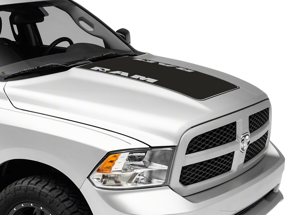 RAM Licensed by RedRock Hood Decal with RAM Logo; Matte Black (09-18 R ...